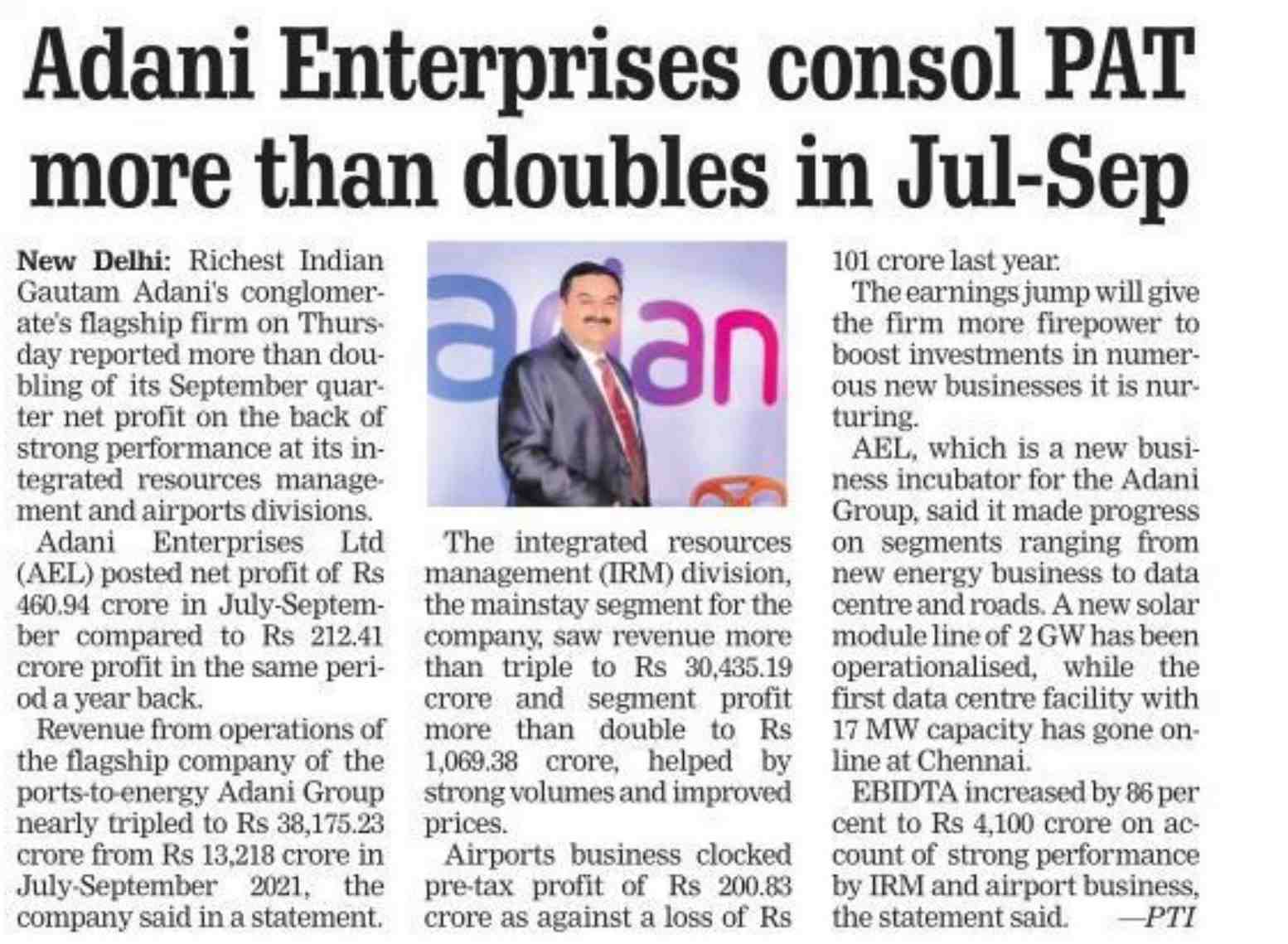 Media Coverage | Adani Enterprises Limited